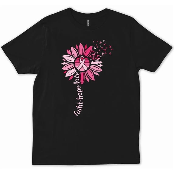Faith Hope Love Sunflower Breast Cancer Awareness Pink Ribbon Fighter ...