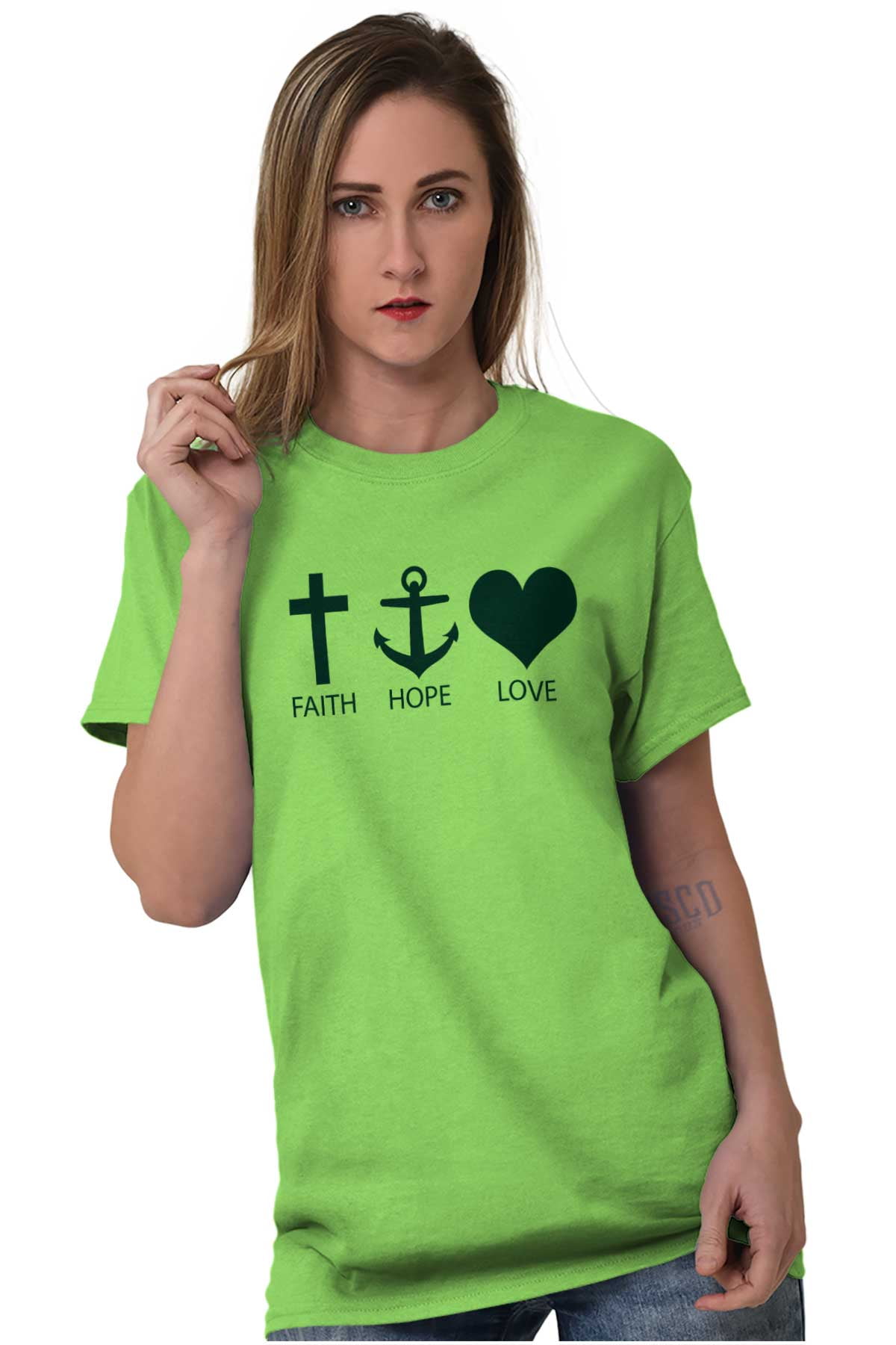 Faith Hope Love Symbol Christian Women's Graphic T Shirt Tees Brisco Brands 2X - Walmart.com