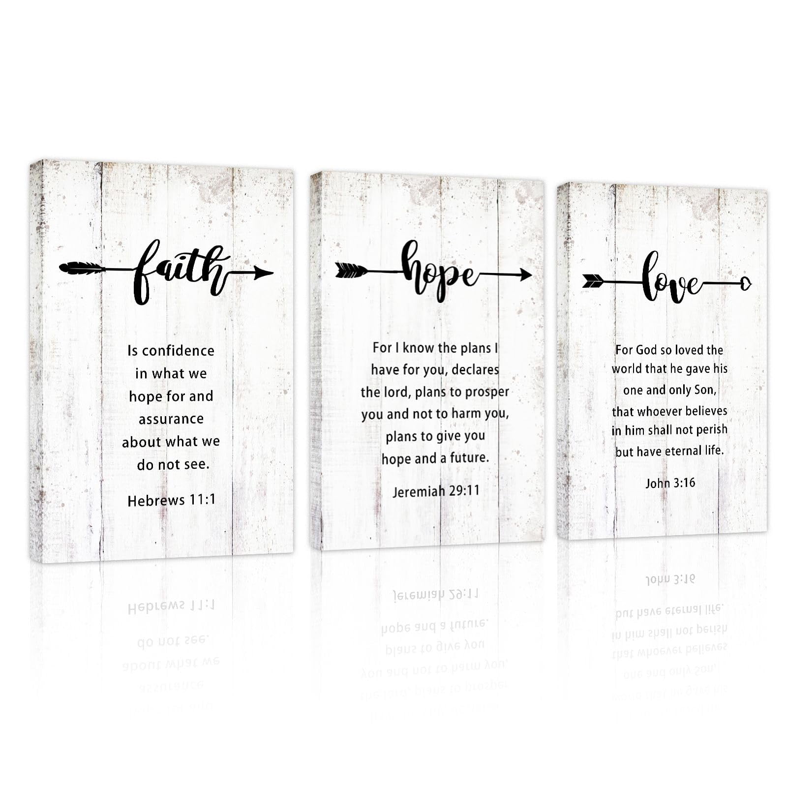 Faith Hope Love Wall EC36 Decor: Bible Verse Poster, 3 Panel Christian ...