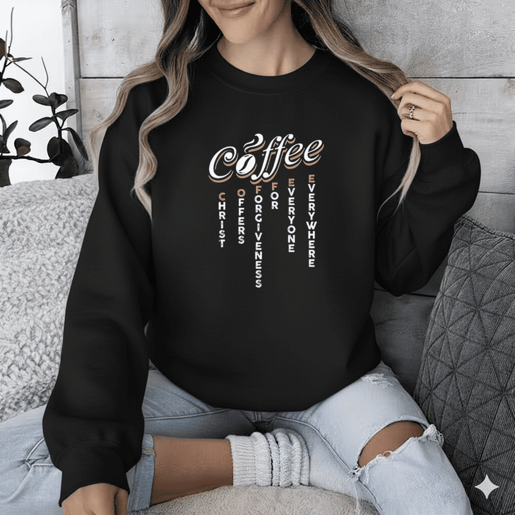 Faith Humor Coffee Puns Christian Inspired Quote Holiday Sweatshirt, up ...