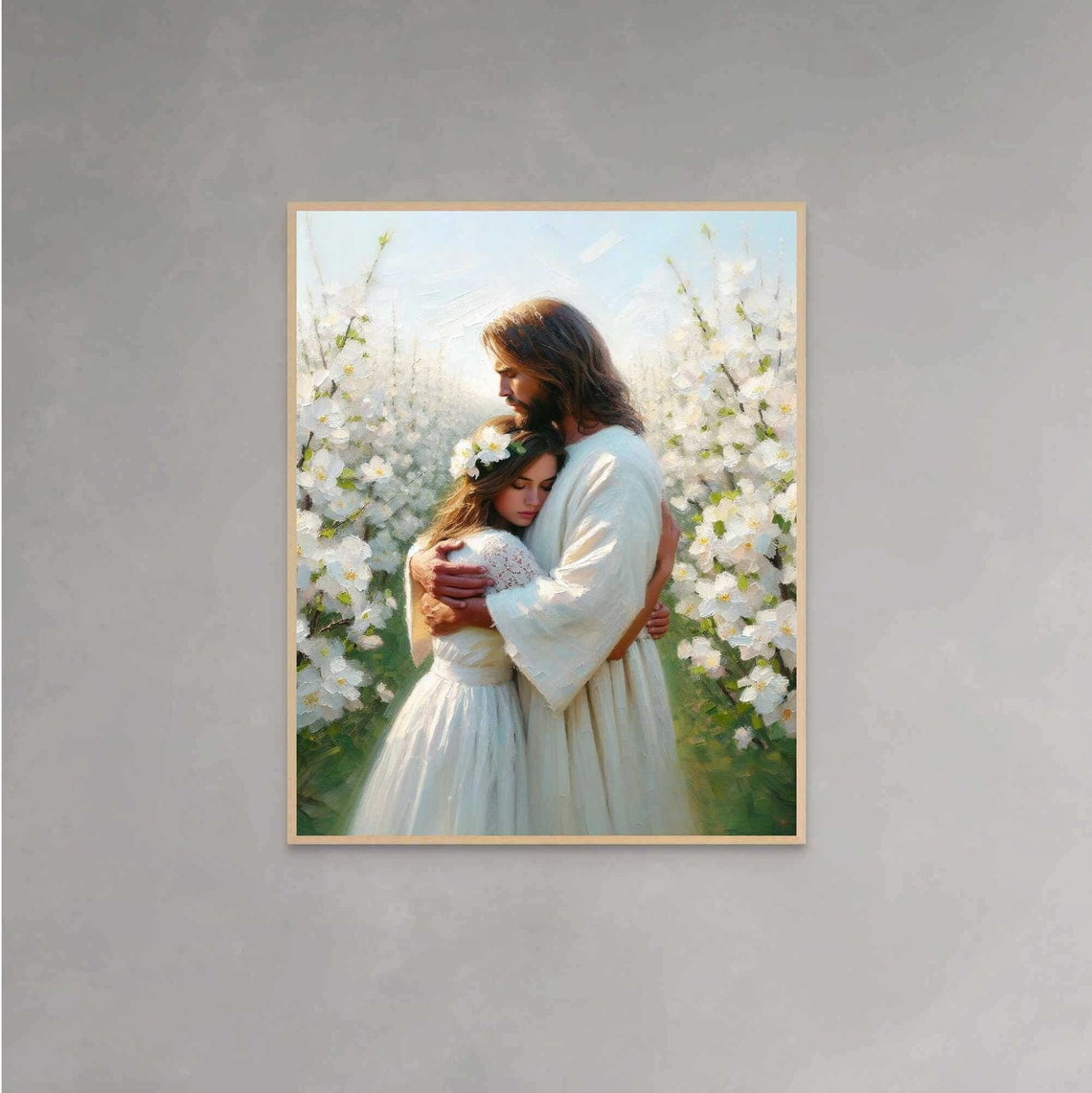 Faith In Him Christian Art Jesus Hugging Girl Bible Wall Print ...