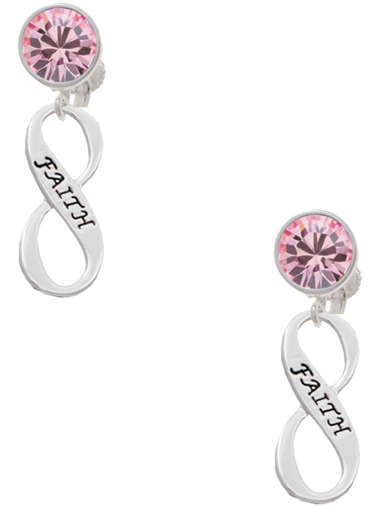 Delight Jewelry Silvertone Faith Infinity Sign Pink Crystal Clip on ...