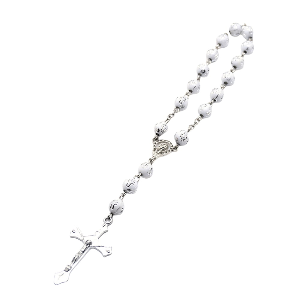 Faith Inspired Beaded Crucifix Pendant Bangle Prayer Beads Wristchain ...