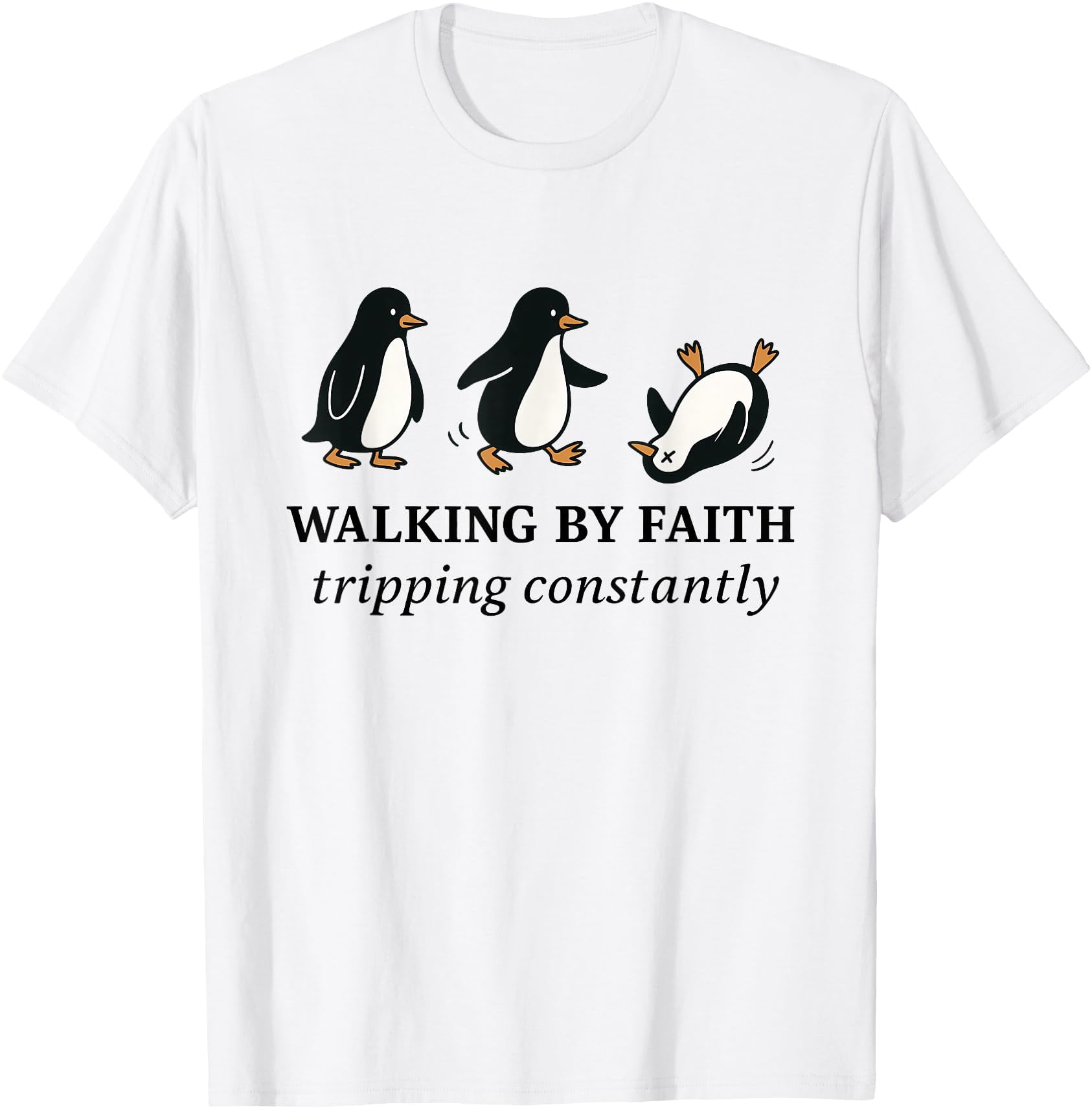 Faith-Inspired Cartoon Penguin T-Shirt for Comfort and Inspiration ...