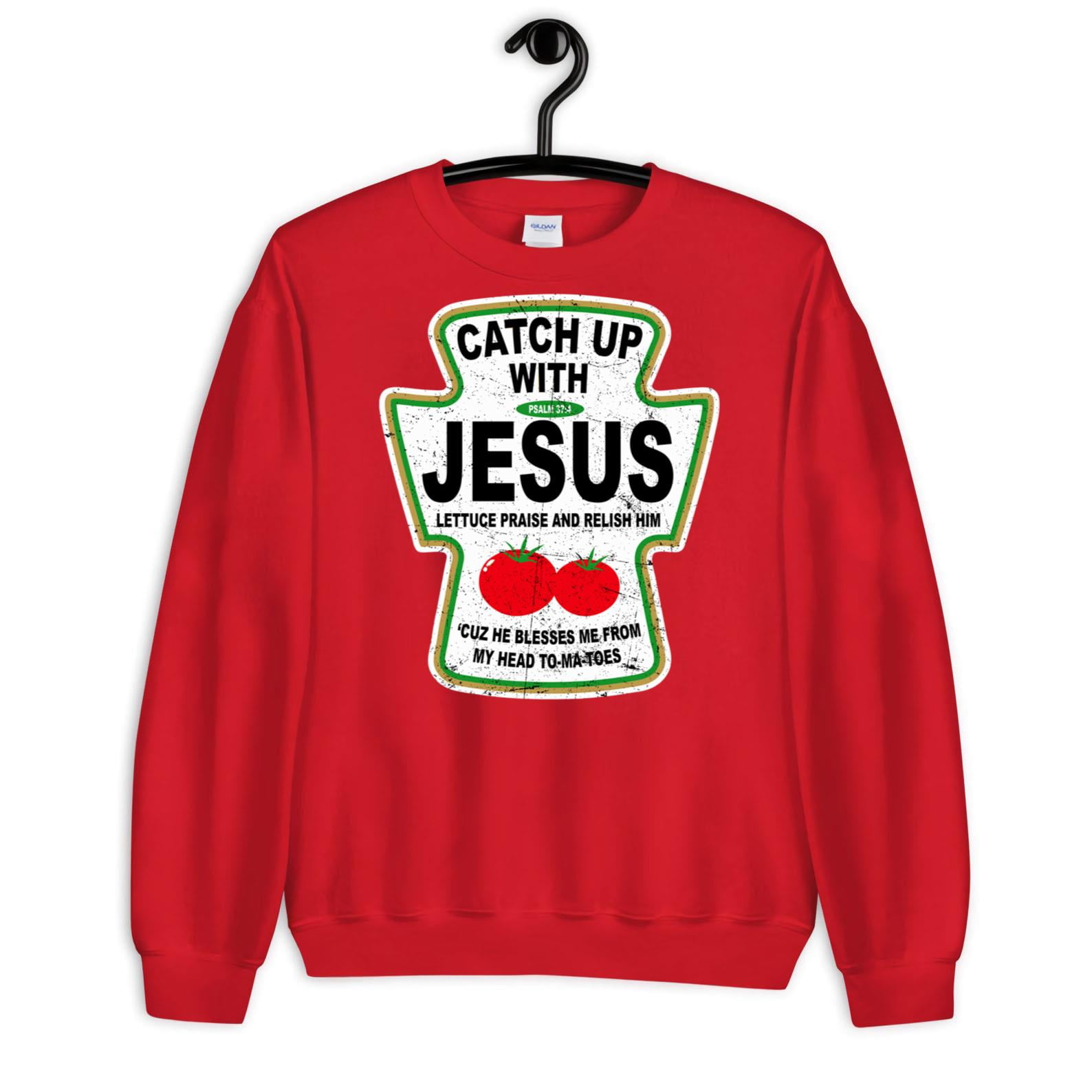 Faith-Inspired Catch Up With Jesus Ketchup Novelty Men's Short Sleeve ...