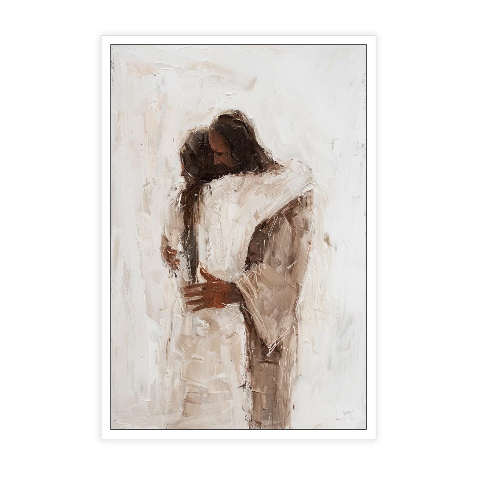 Faith-Inspired Christian Poster Jesus Embracing Woman prints painting ...