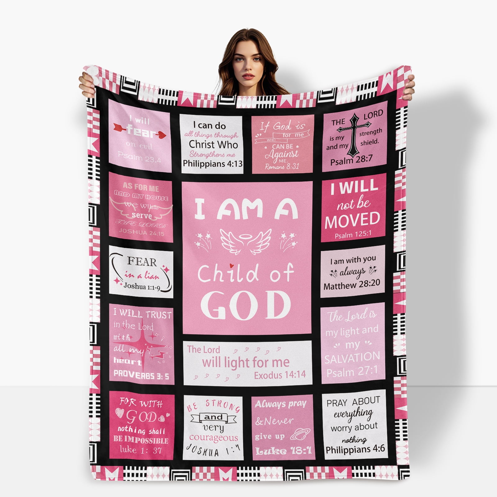 Faith Inspired Cross Design Fleece Blanket For Couples And Friends Symbolizing Perseverance And ...
