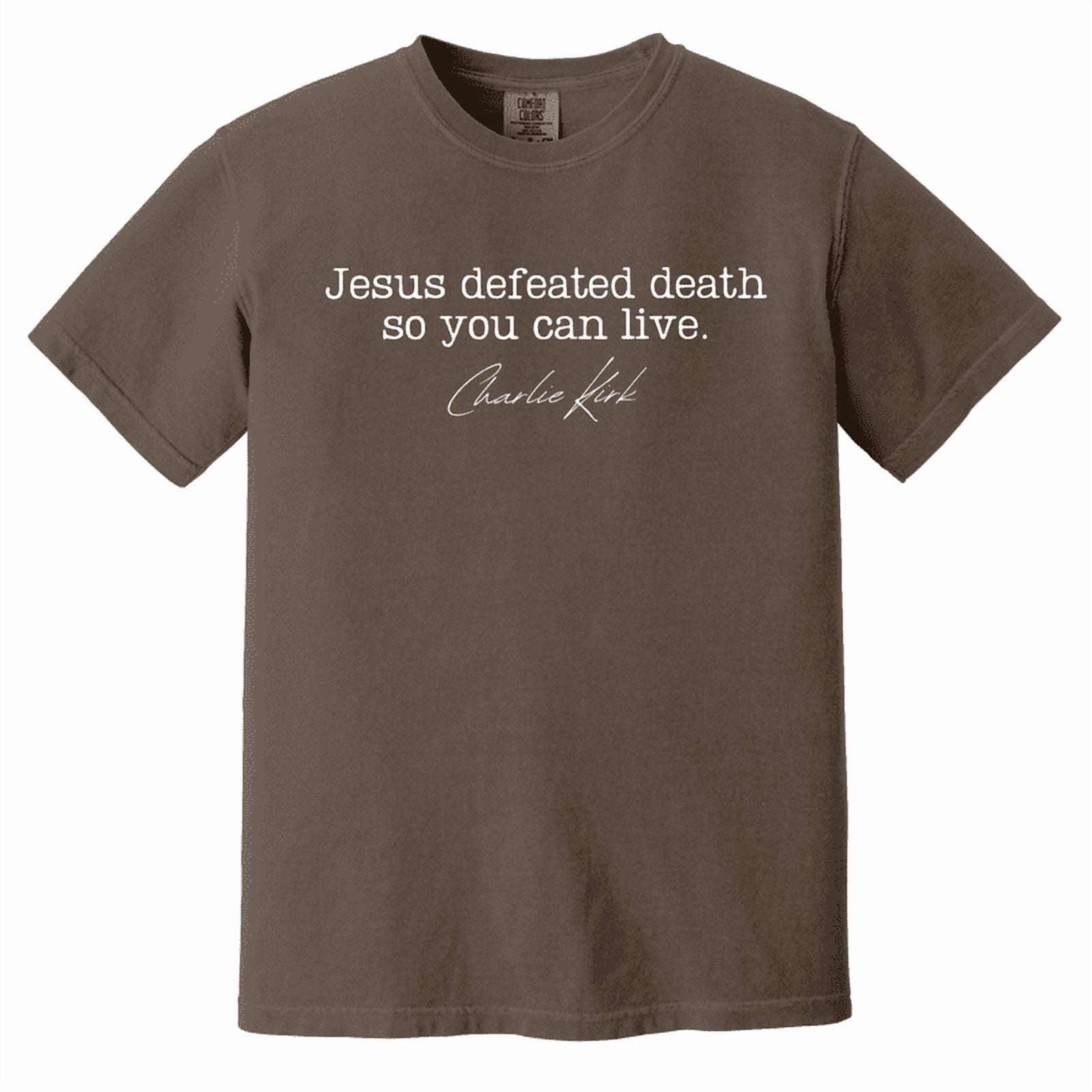 Faith-Inspired “Jesus Defeated Death” Comfort Colors Graphic Tee ...