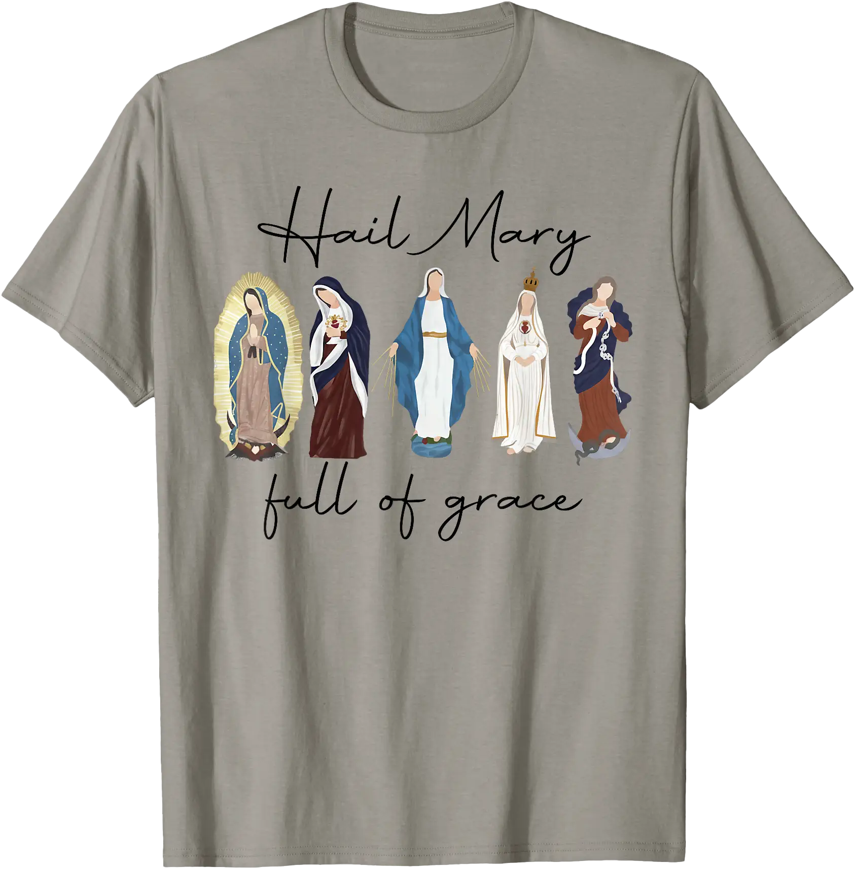 Faith-Inspired Stylized Mary Figures & Bible Verse T-Shirt Devotional ...