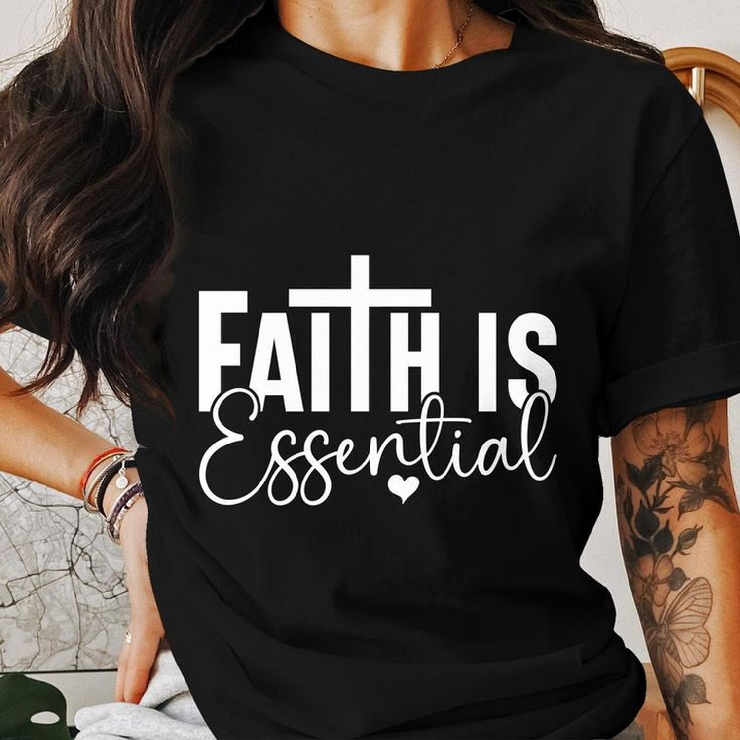 Faith Is Essential CH1Ristian T-S1Hirt_ Inspirational Quote Graphic ...
