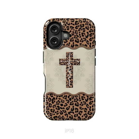 Faith Leopard Cross Christian Protective Phone Case for iPhone 11–17 ...