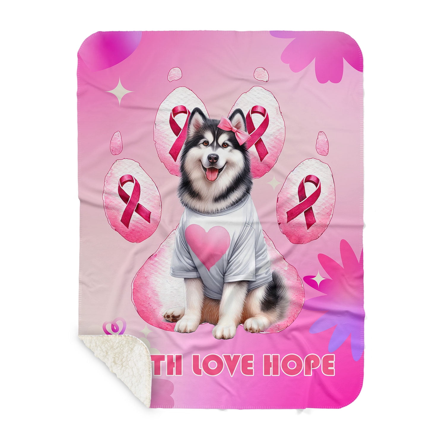 Faith Love Hope Alaskan Malamute Breast Cancer Awareness Survivor Cozy ...