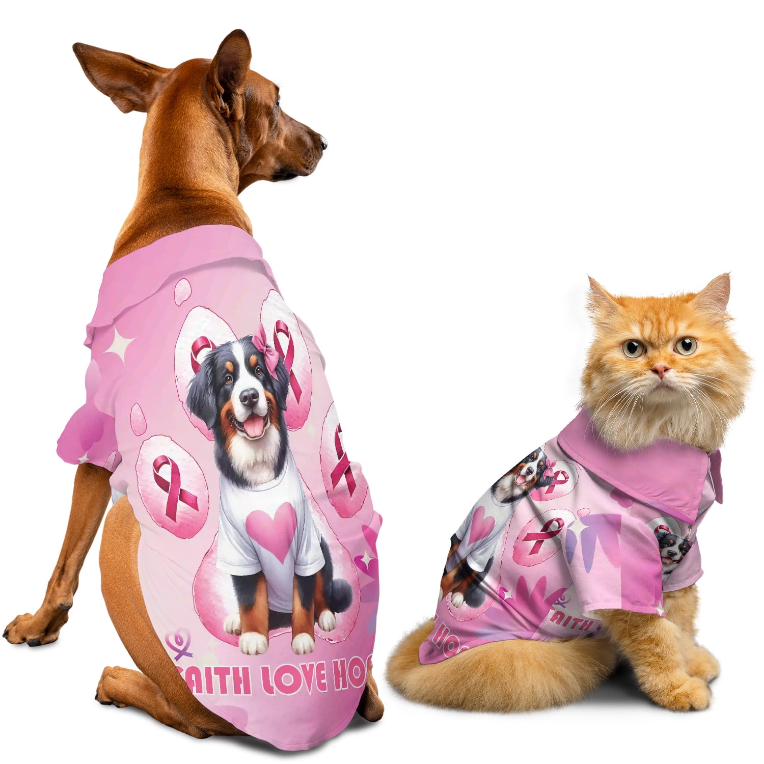 Faith Love Hope Bernese Mountain Dog Breast Cancer Awareness Survivor ...