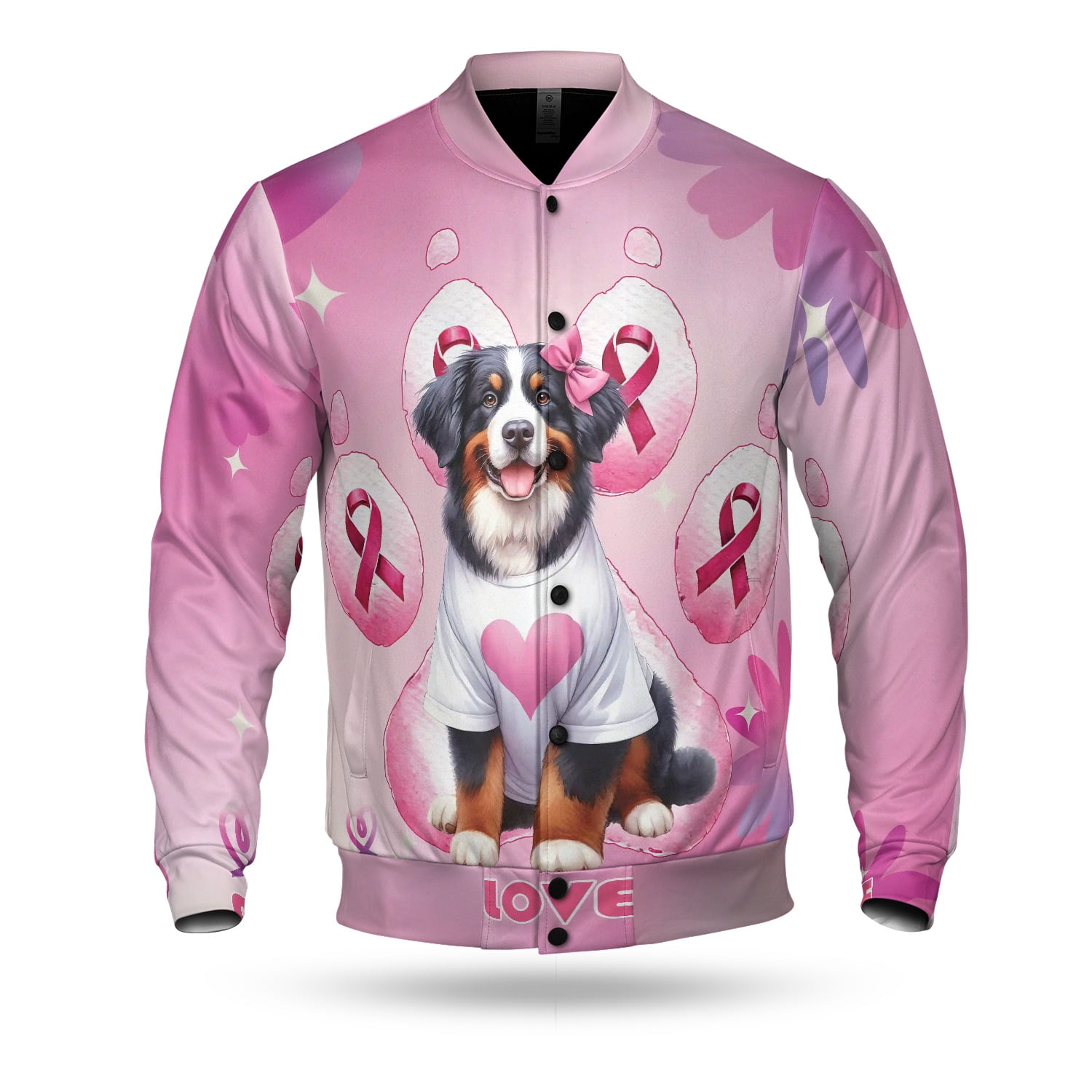 Faith Love Hope Bernese Mountain Dog Breast Cancer Awareness Survivor All Over Print 3D Baseball ...