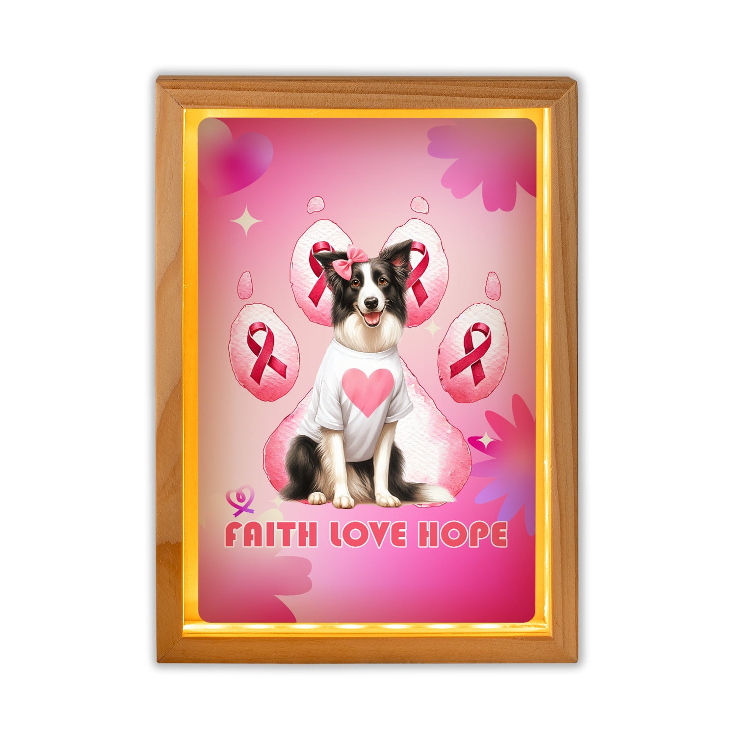 Faith Love Hope Border Collie Breast Cancer Awareness Survivor Acrylic ...