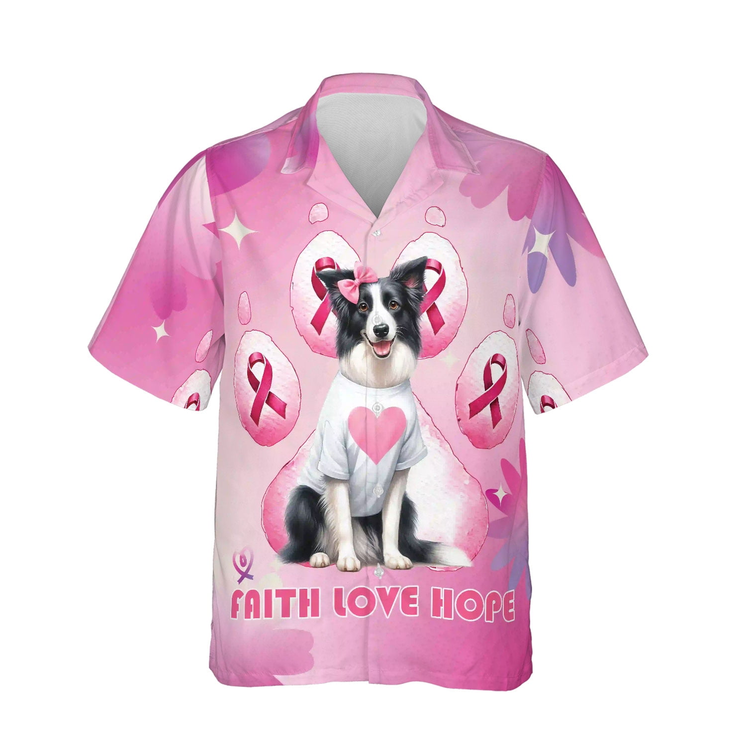 Faith Love Hope Border Collie Breast Cancer Awareness Survivor Hawaiian ...