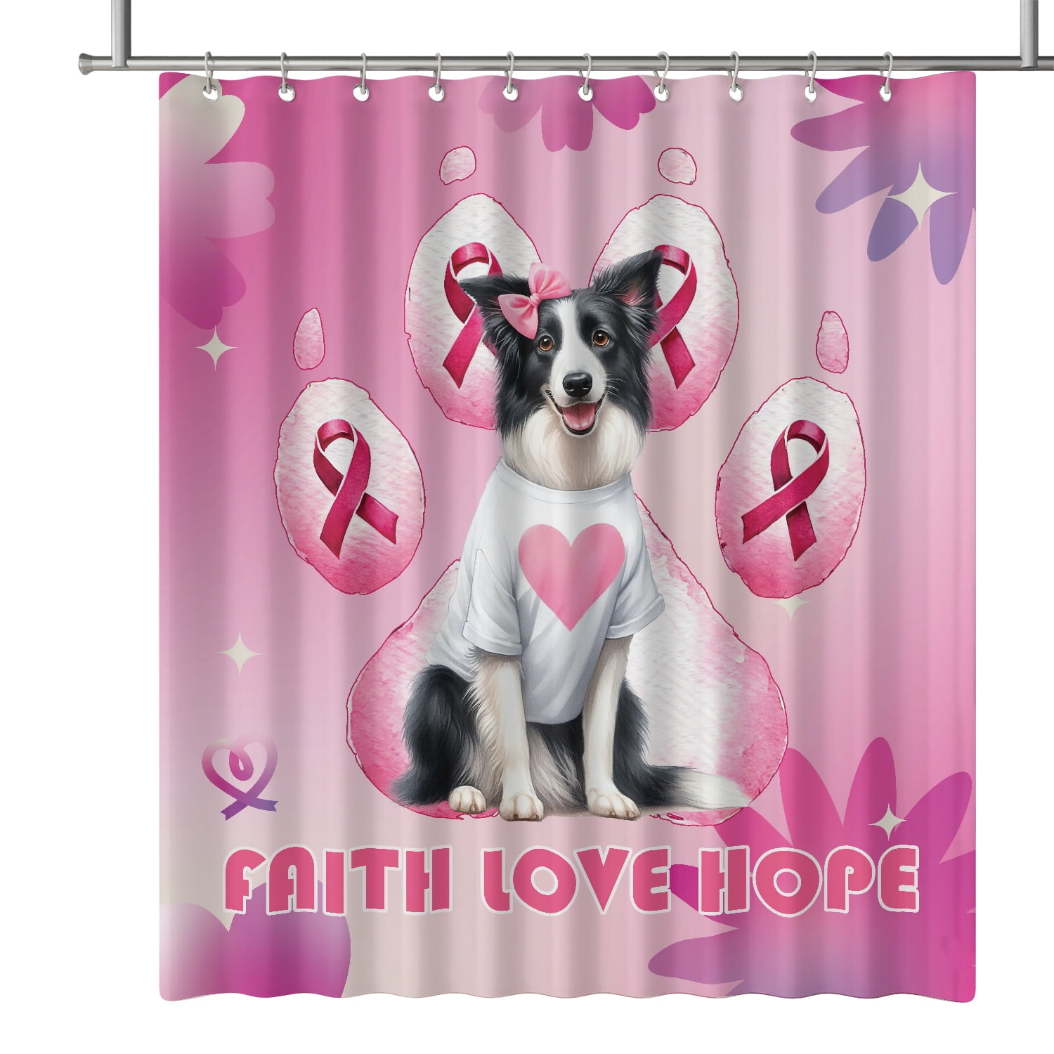 Faith Love Hope Border Collie Breast Cancer Awareness Survivor Shower ...
