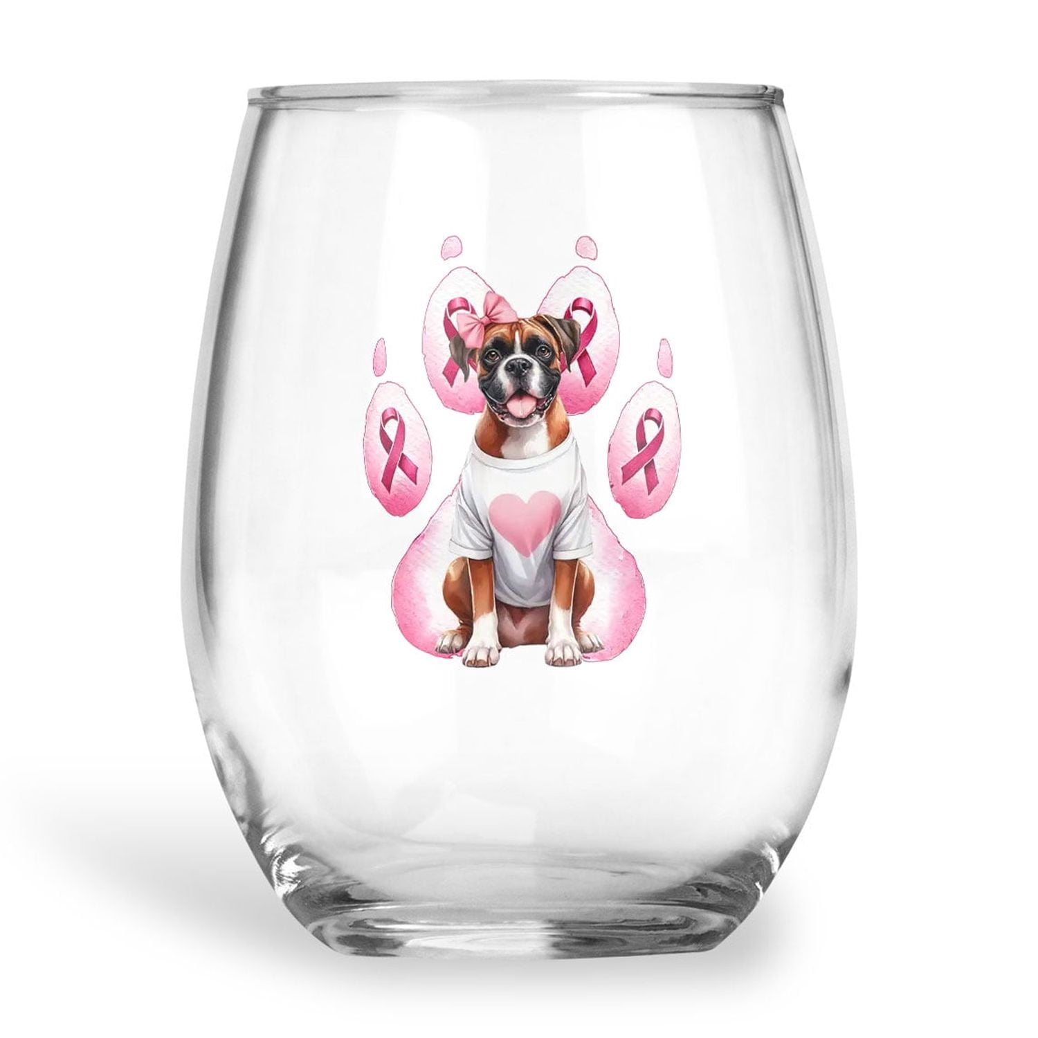 Faith Love Hope Boxer Breast Cancer Awareness Survivor 15oz Stemless ...
