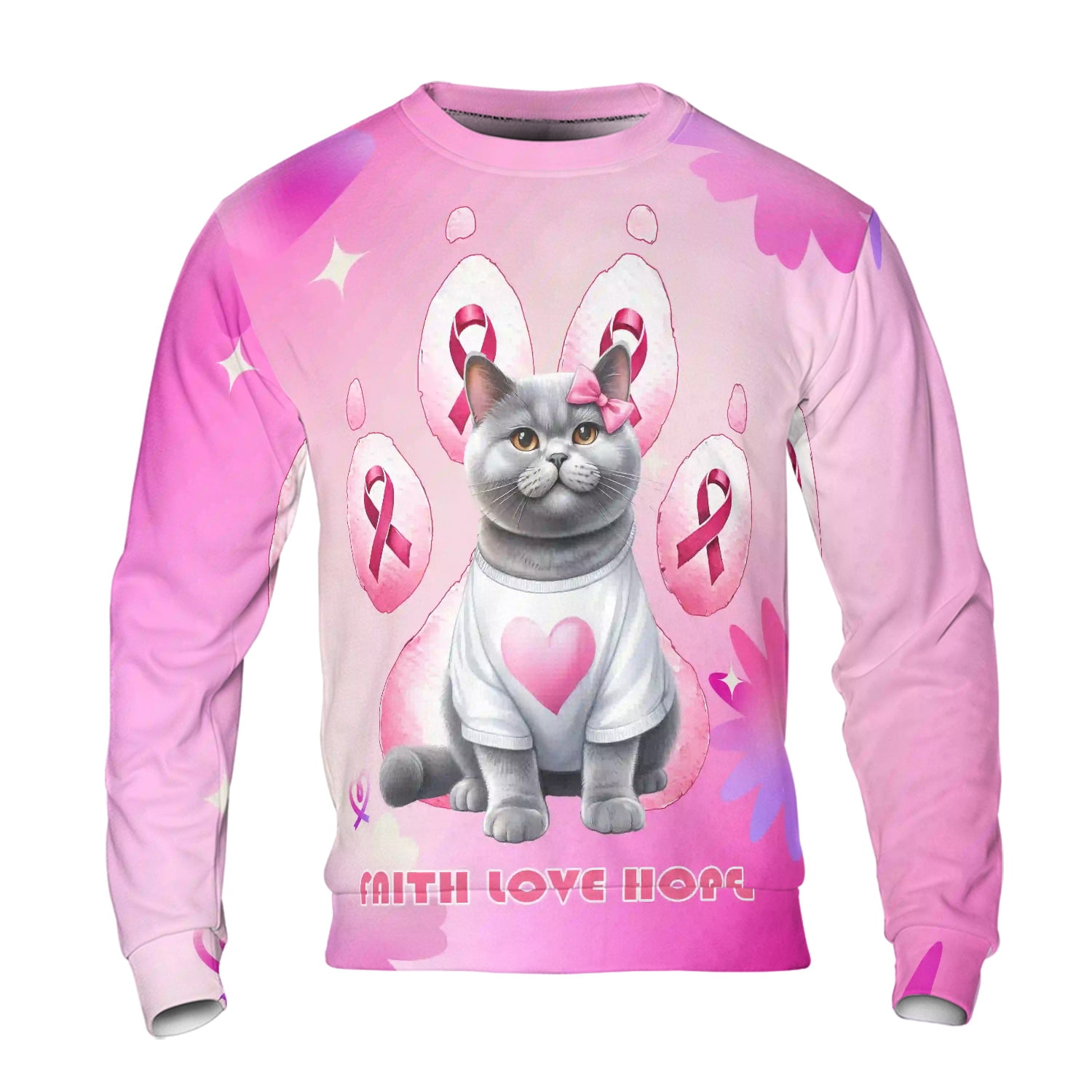 Faith Love Hope British Shorthair Breast Cancer Awareness Survivor All ...