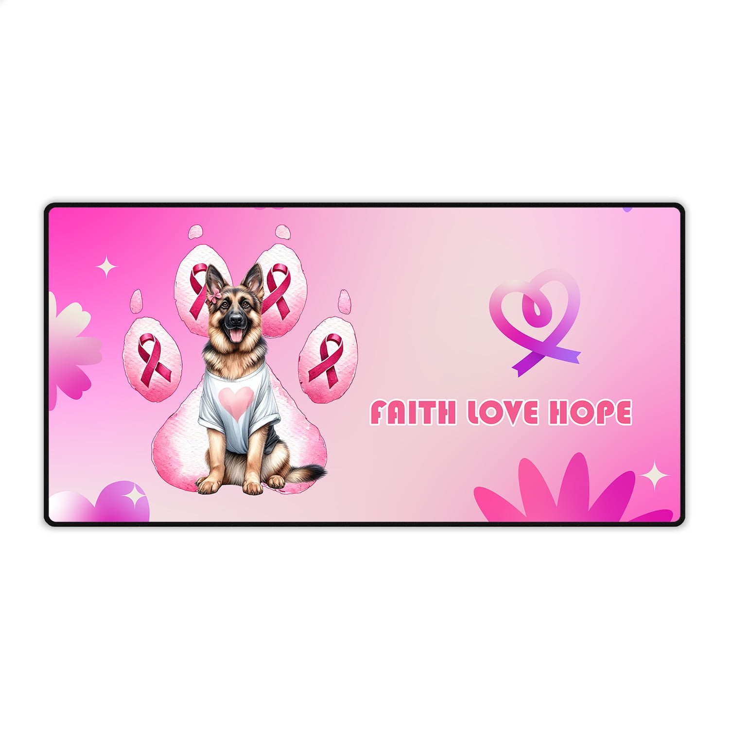 Faith Love Hope German Shepherd Breast Cancer Awareness Survivor Desk ...