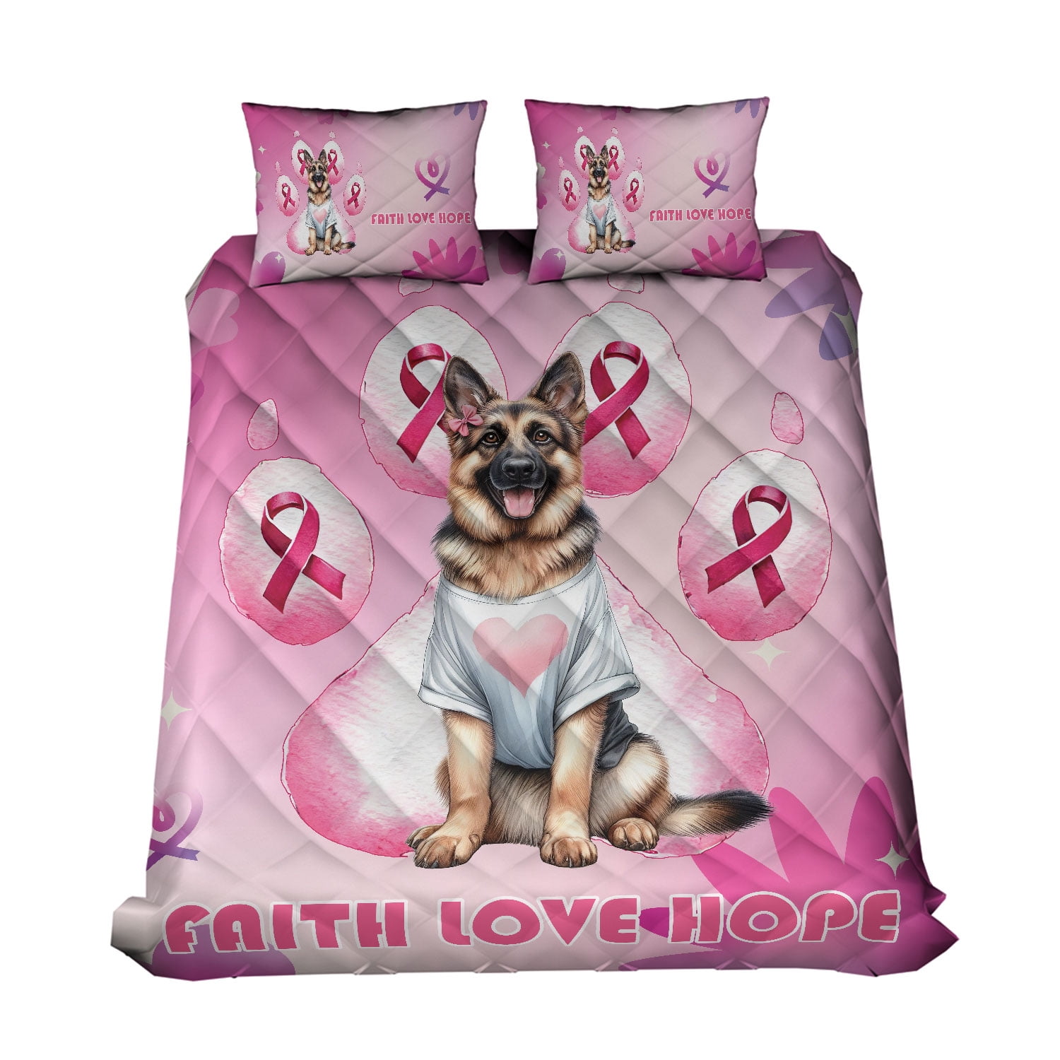 Faith Love Hope German Shepherd Breast Cancer Awareness Survivor Quilt ...