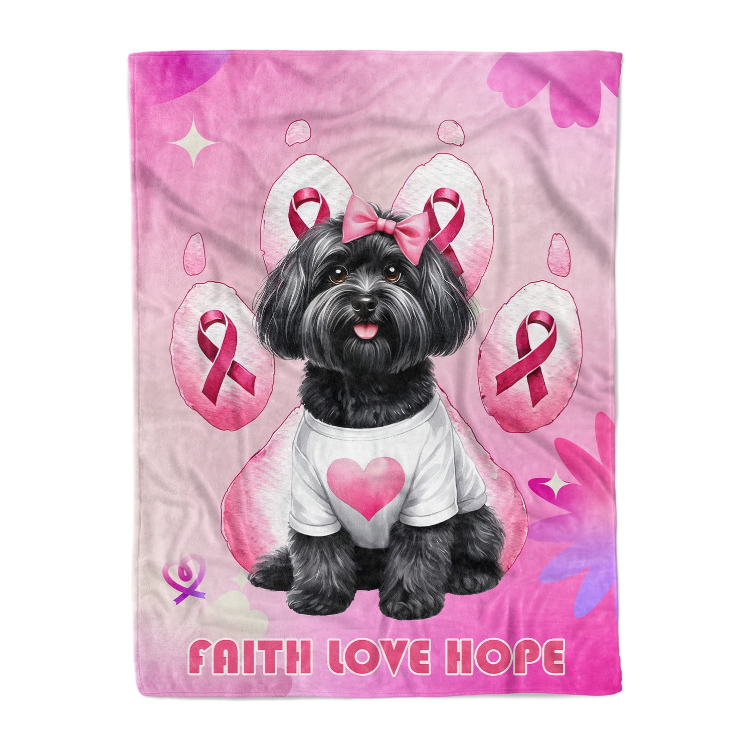 Faith Love Hope Havanese Breast Cancer Awareness Survivor Cozy Fleece ...