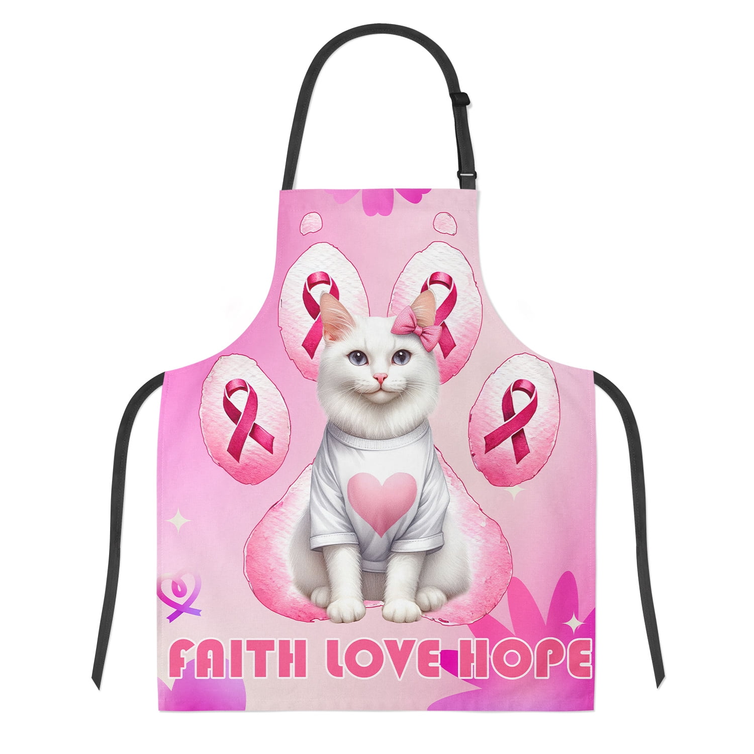 Faith Love Hope Manx Breast Cancer Awareness Survivor Apron Cat Lover ...