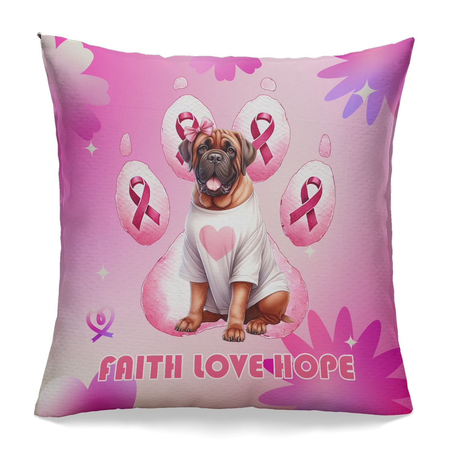 Faith Love Hope Mastiff Breast Cancer Awareness Survivor Pillowcase ...
