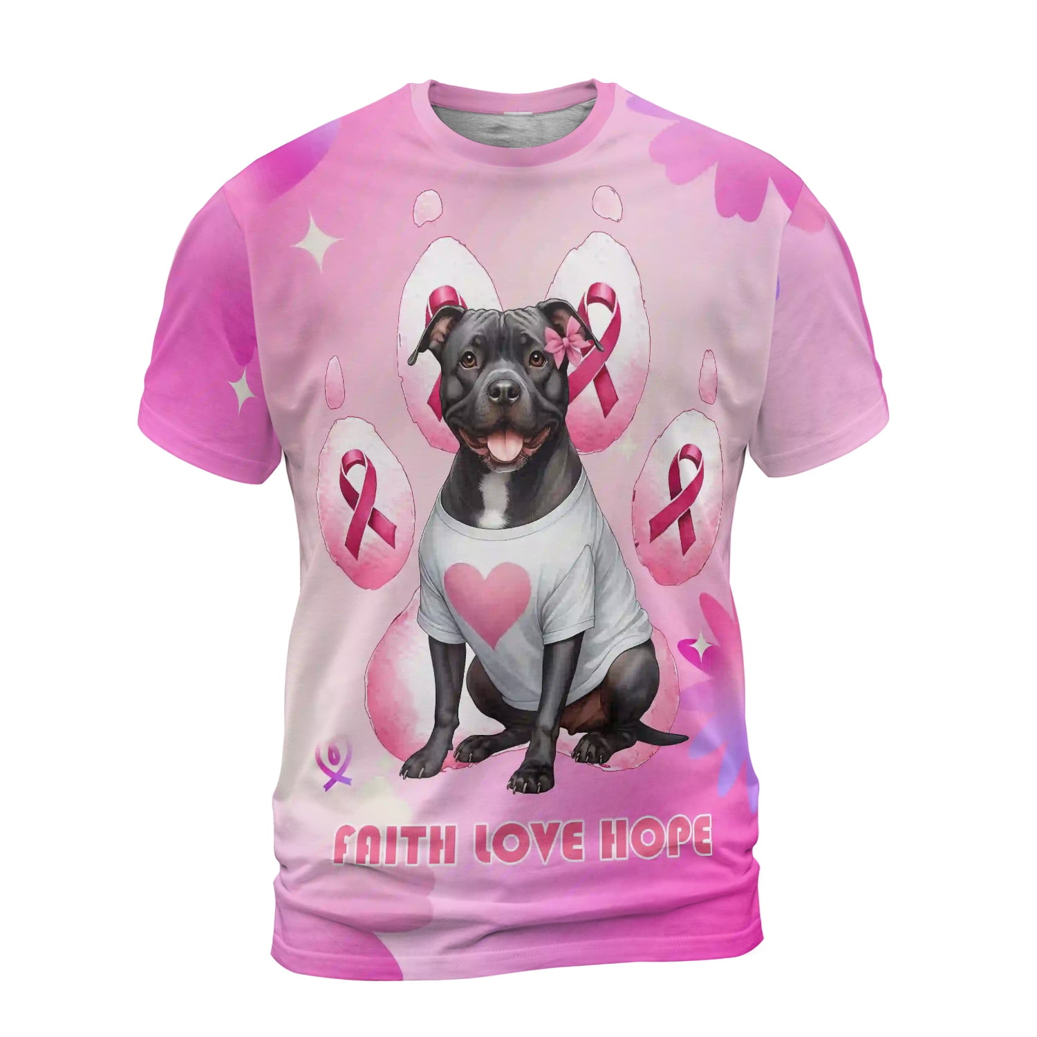 Faith Love Hope Pitbull Breast Cancer Awareness Survivor All Over Print ...
