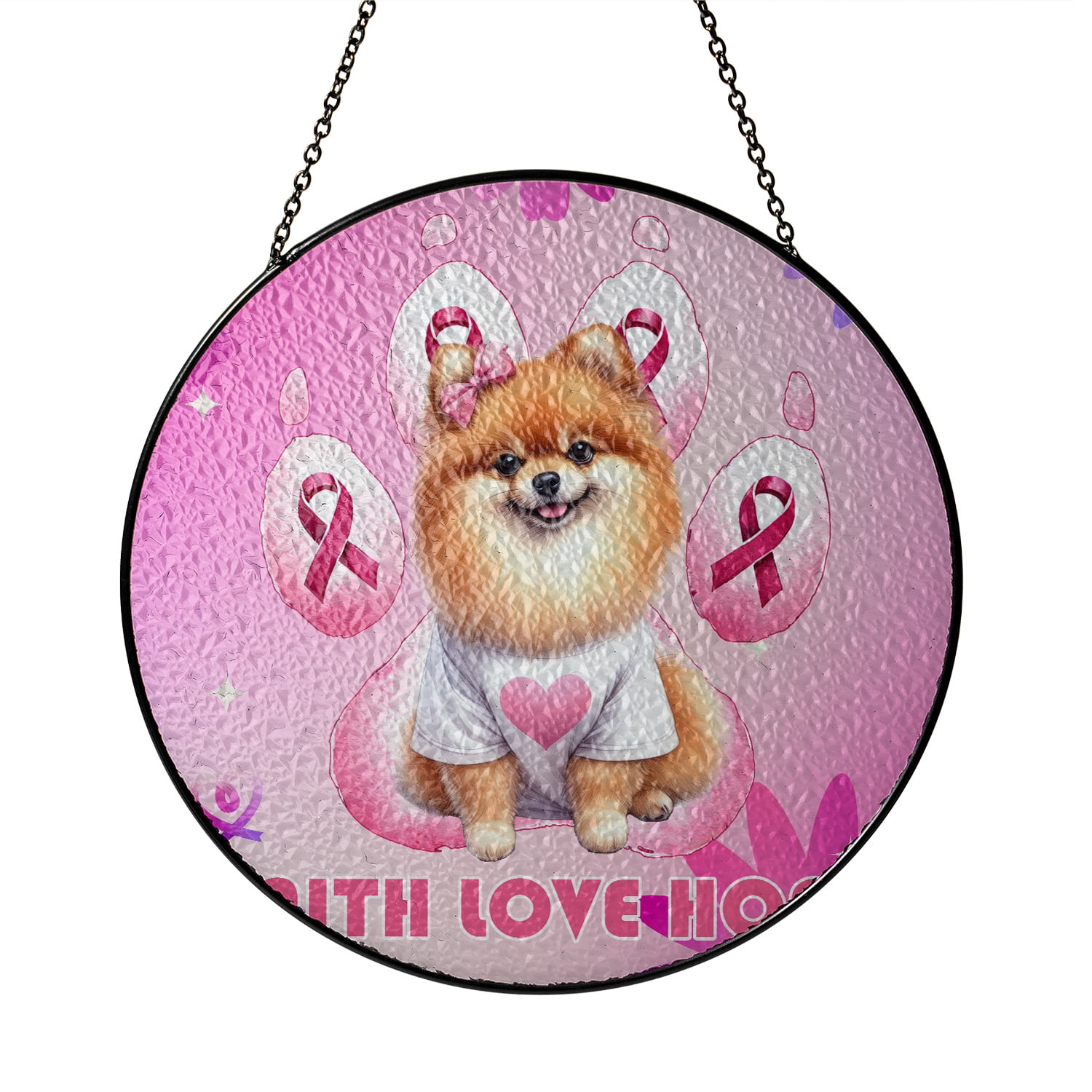 Faith Love Hope Pomeranian Breast Cancer Awareness Survivor Stained ...