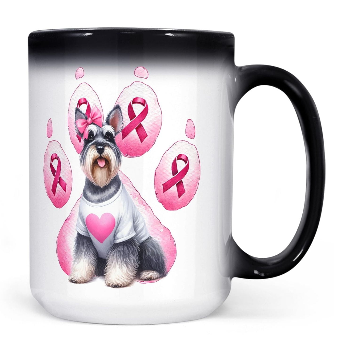 Faith Love Hope Schnauzer Breast Cancer Awareness Survivor Heat Color ...