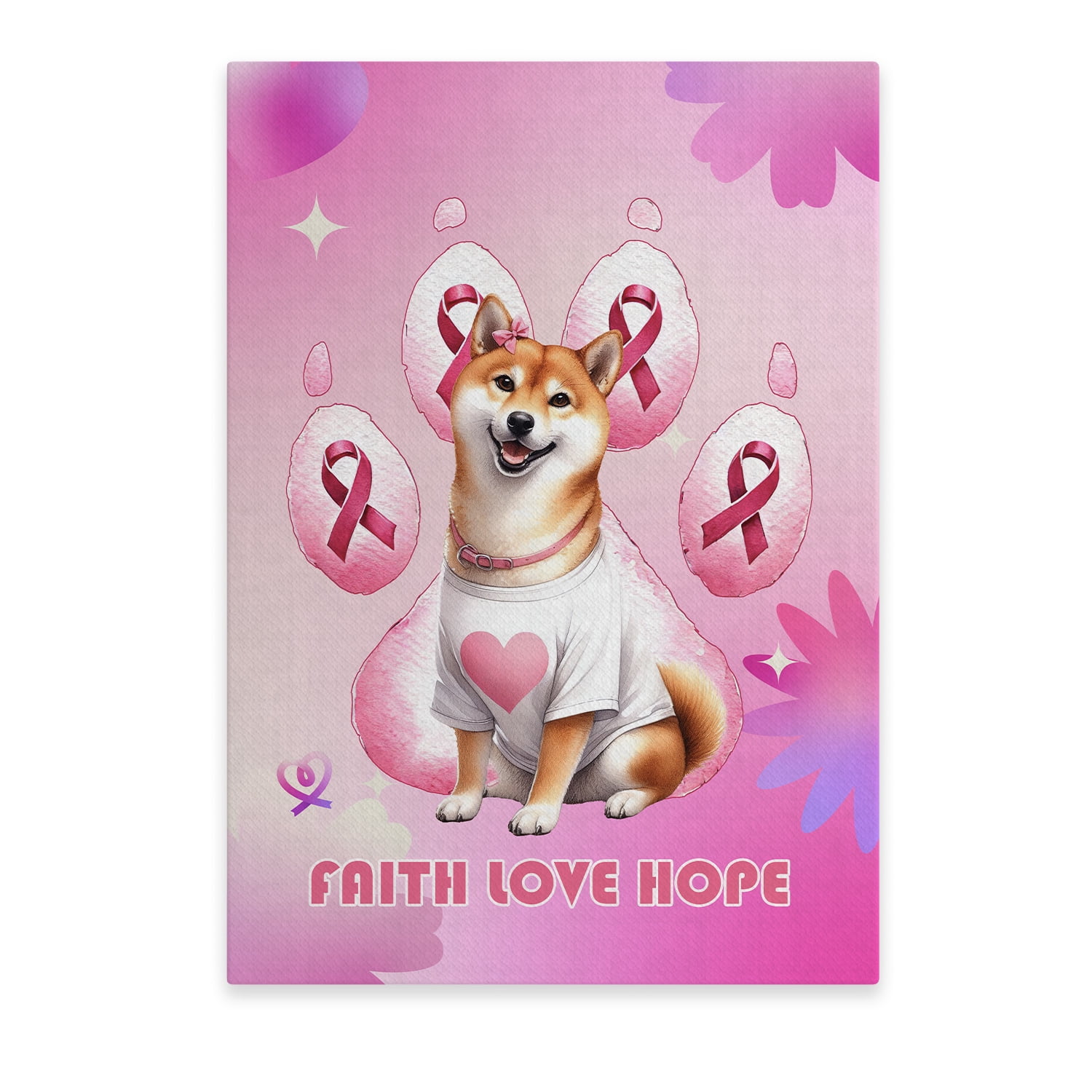 Faith Love Hope Shiba Inu Breast Cancer Awareness Survivor Vertical ...