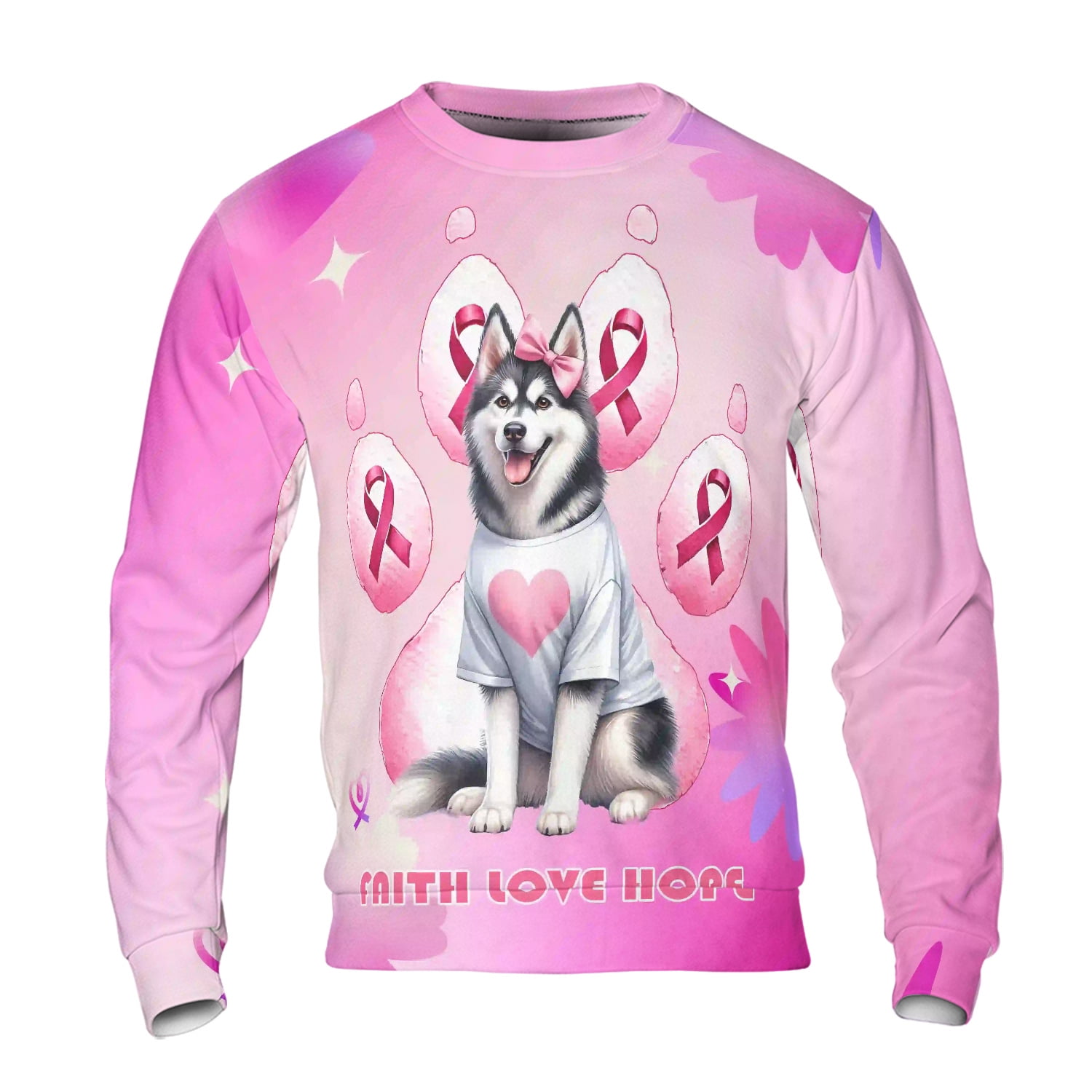 Faith Love Hope Siberian Husky Breast Cancer Awareness Survivor All ...