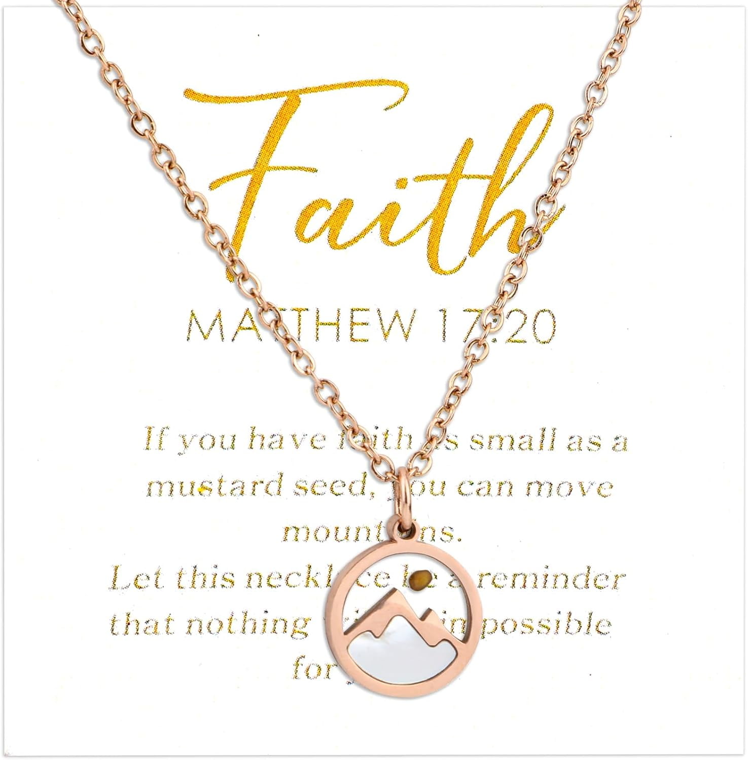 Faith Mountains Necklace, Stainless Steel Mustard Seed Necklace with ...