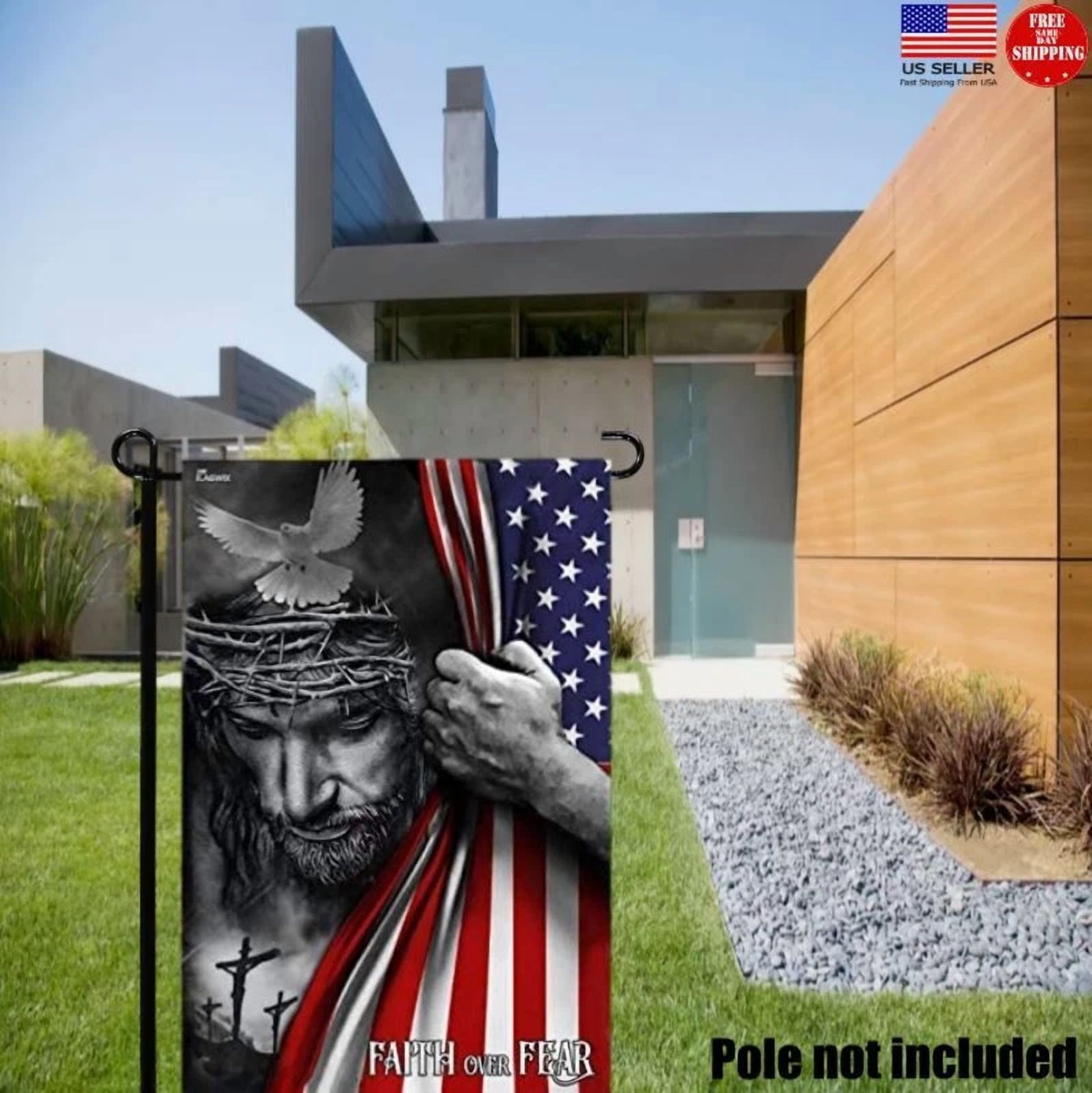 Faith Over Fear America God Jesus, Christian'S Flag, God Flag Garden ...