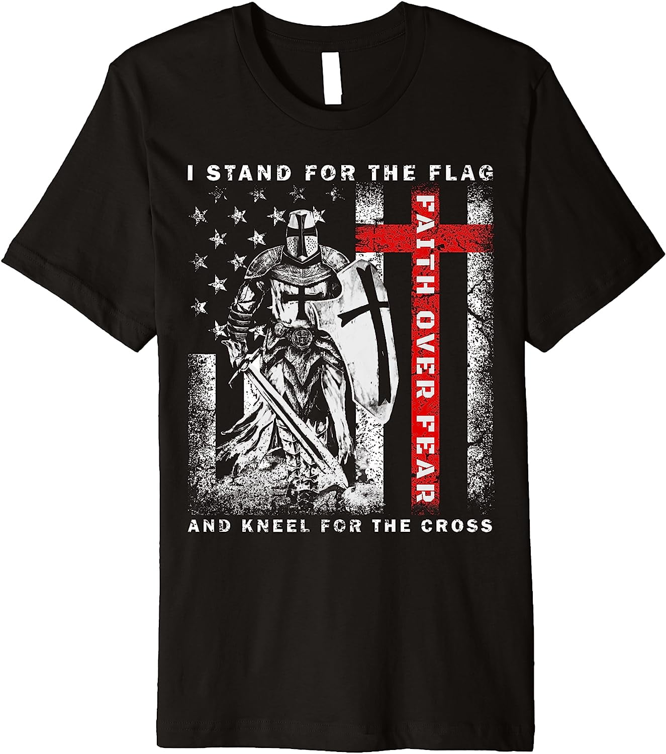Faith Over Fear American Flag Knight Templar Premium T-Shirt - Walmart.com