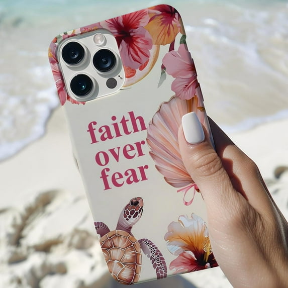 Faith Over Fear Beachy Floral Phone Case for 17 16 15 14 13 12 11 Pro ...