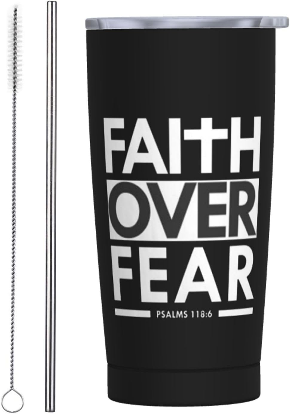 Faith Over Fear Bible Scripture Verse Christian Cup 20oz Stainless ...