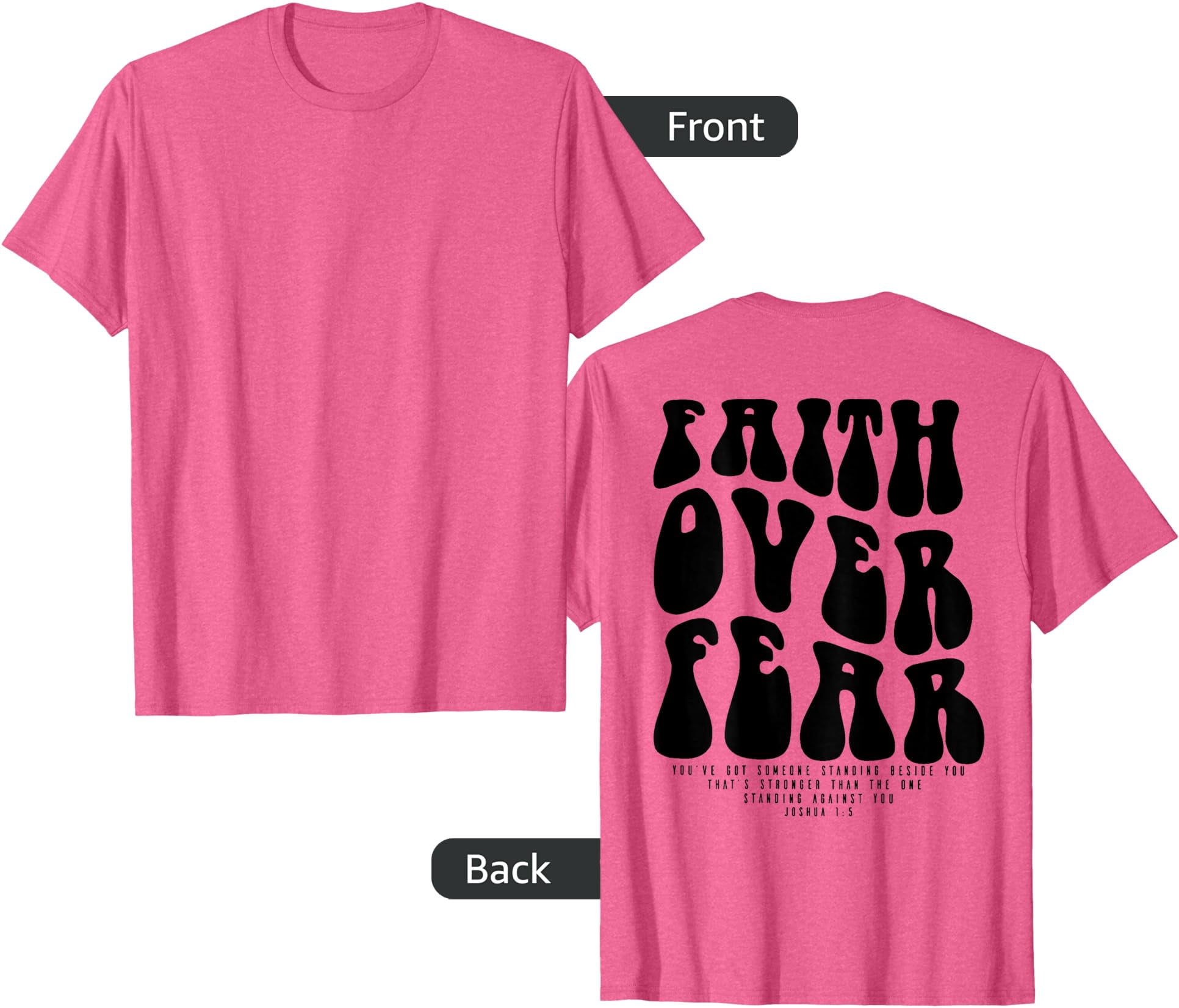 Faith Over Fear Bible Verse Aesthetic Christian T-Shirt - Inspirational ...