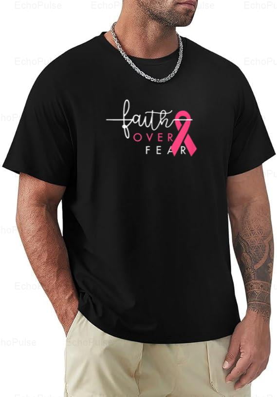 Faith Over Fear Breast Cancer Warrior Pink Ribbon Fight T-Shirt ...