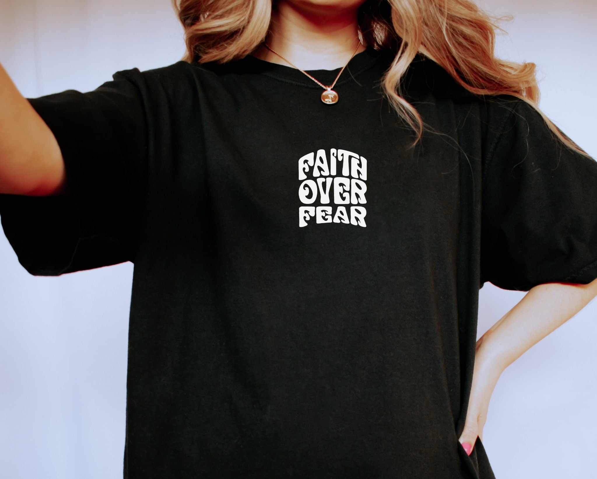 Faith Over Fear Christian Aesthetic Jesus Shirt Trust In Him Christian ...