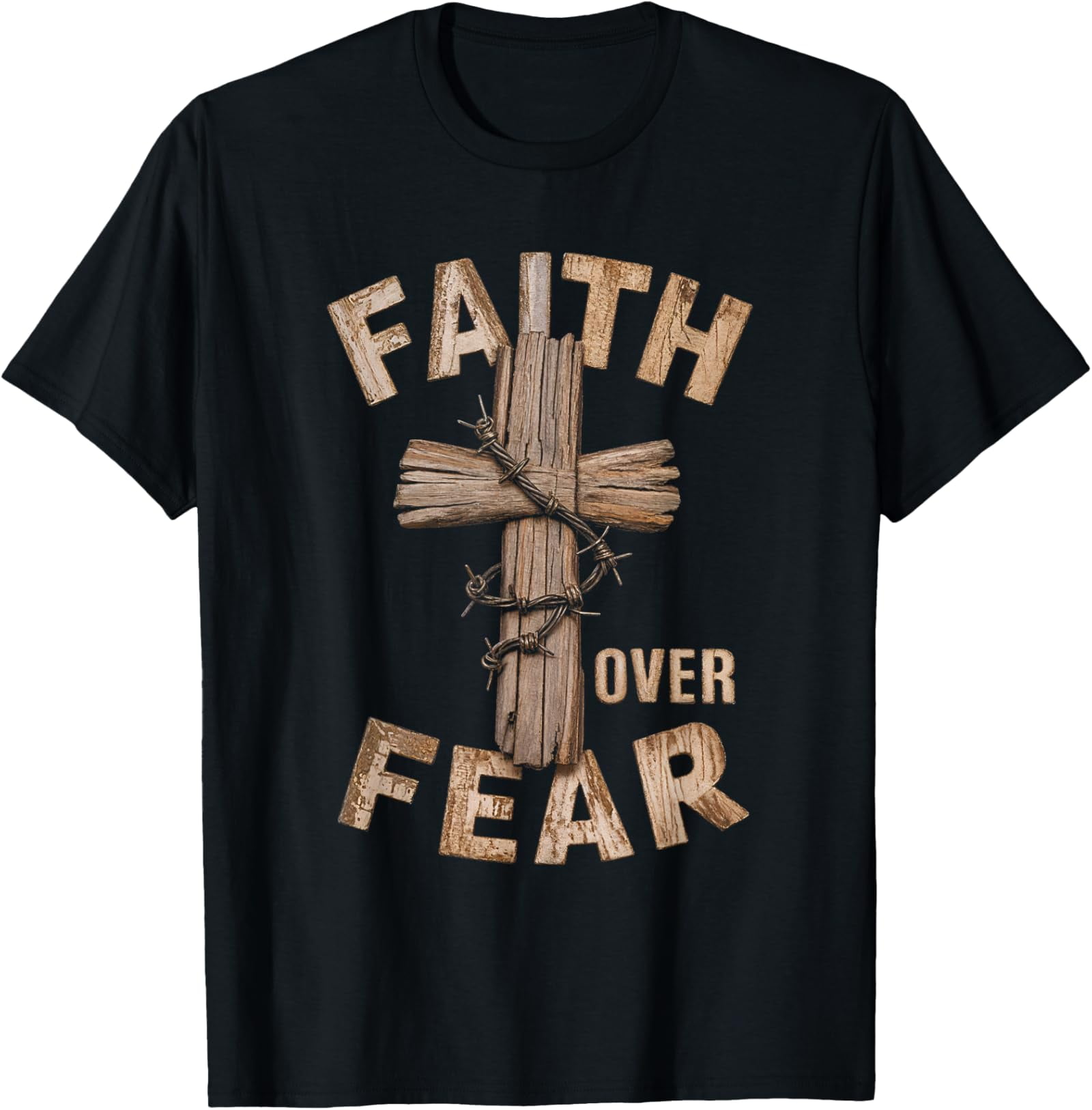 Faith Over Fear Christian Cross Belief God Jesus T-Shirt,Black ...