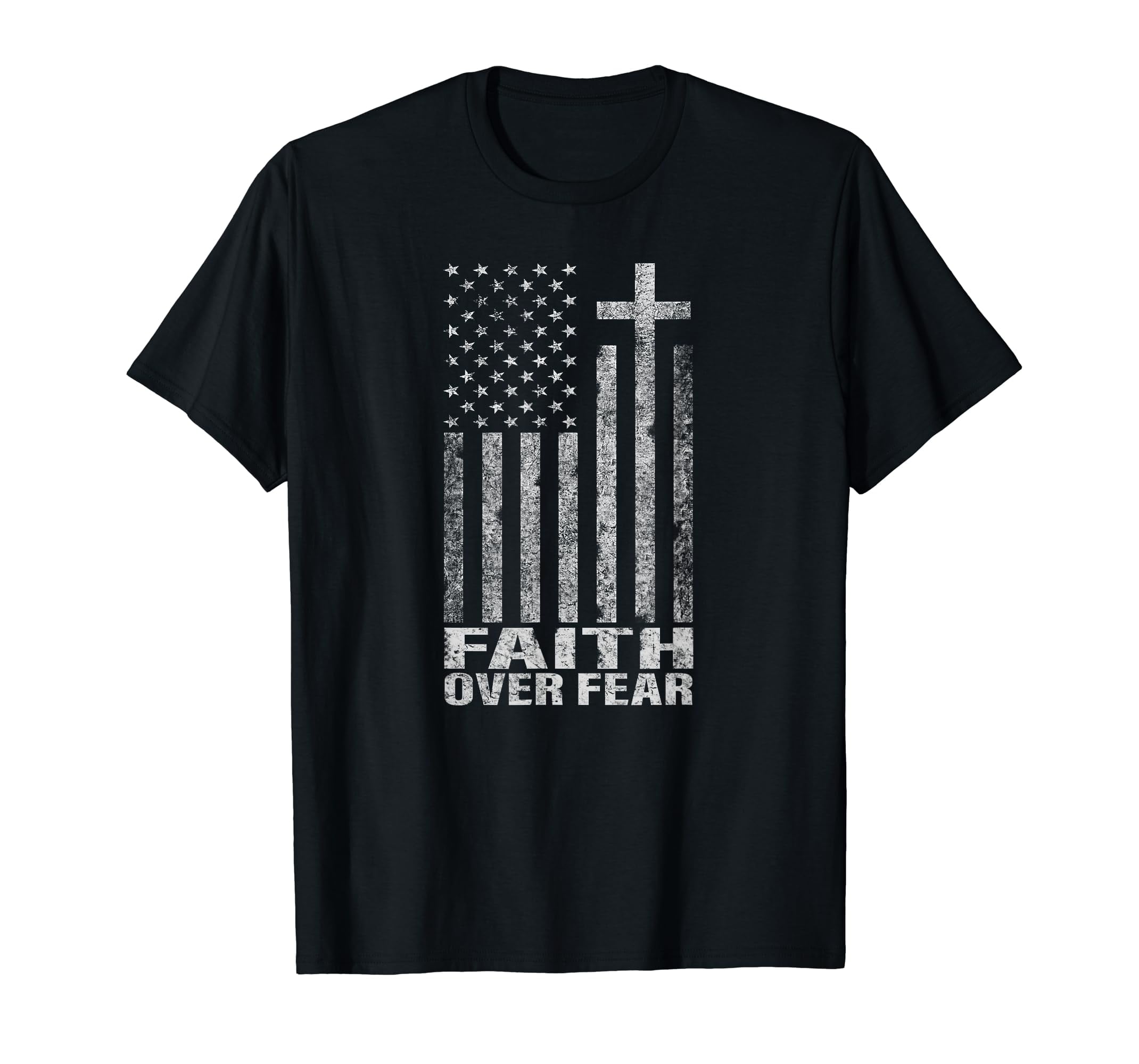 Faith Over Fear Cool Christian Flag Cross for Men Women Kids Short ...