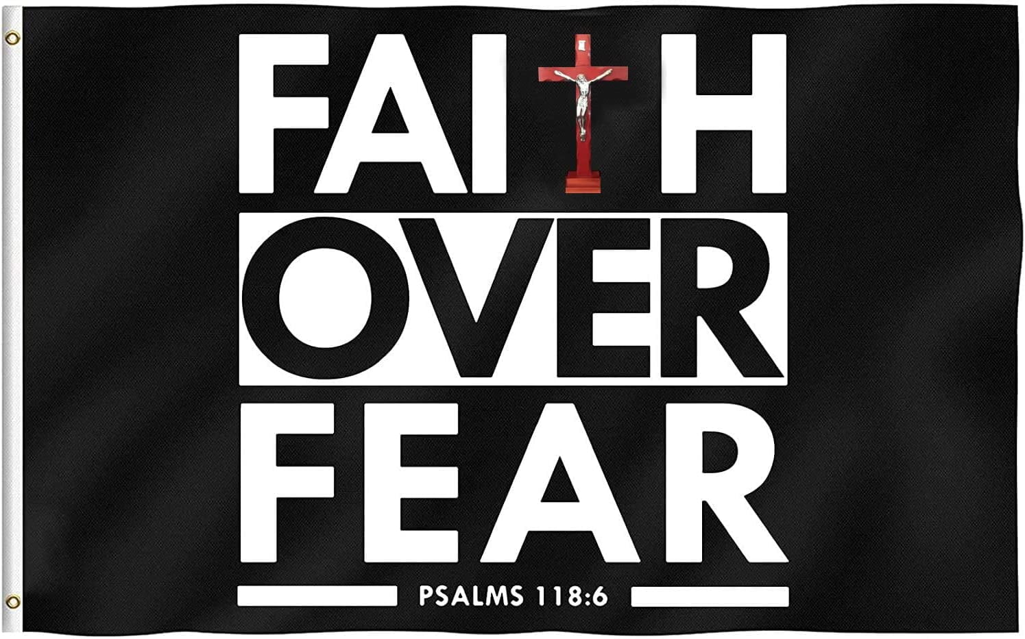 Faith Over Fear Flag , 4.85x8 FT, Heavy Duty Bible Scripture Verse ...