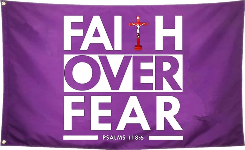 Faith Over Fear Flag Vivid Colors and UV Fading Resistance, Double Stitched-Polyester and Flags ...
