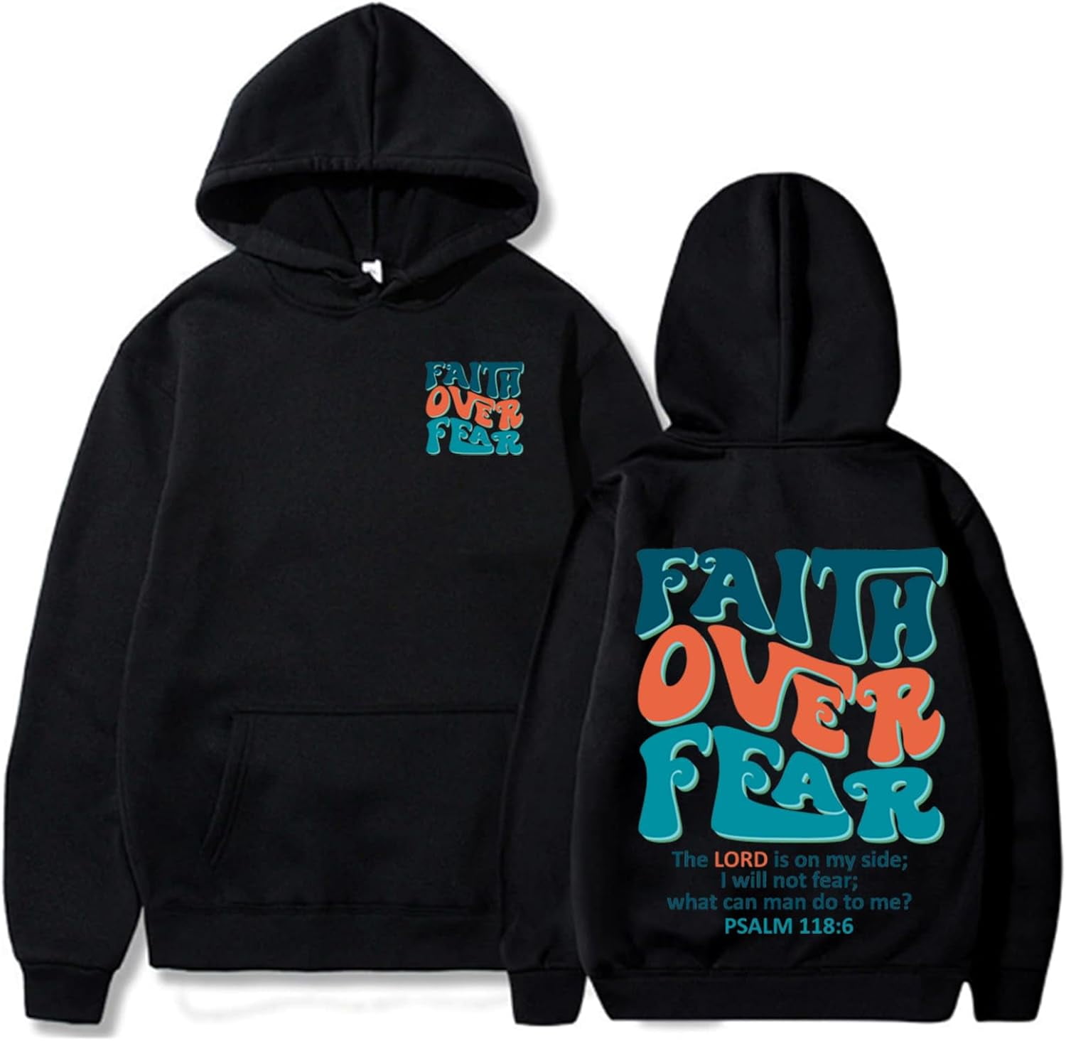 Faith Over Fear Hoodie Christian Jesus Bible Verse Sweatshirts ...