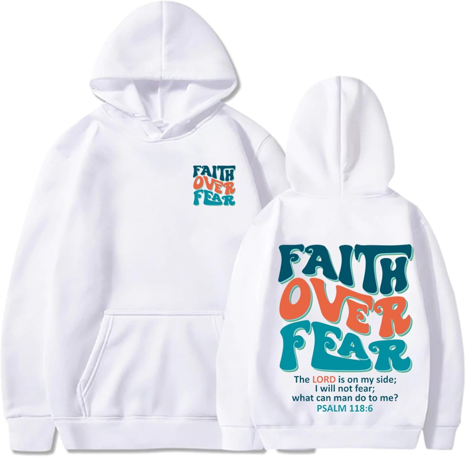Faith Over Fear Hoodie Christian Jesus Bible Verse Sweatshirts ...