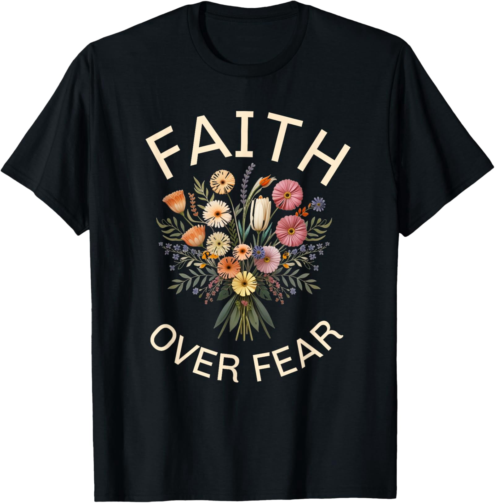 Faith Over Fear Inspirational Graphic T-Shirt,Black - Walmart.com