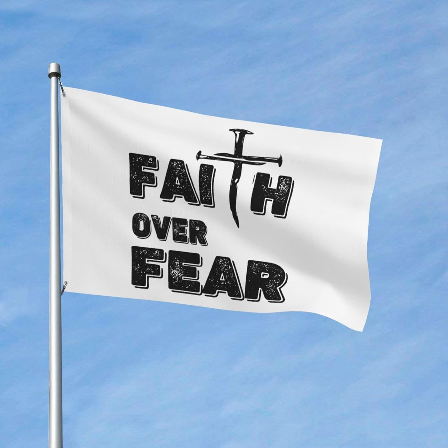Faith Over Fear Jesus Christian Flag, 3Ply Polyester Heavy Duty Double ...