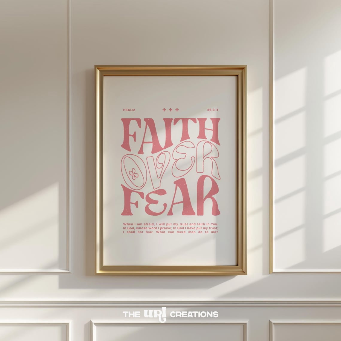 Faith Over Fear Pink Retro Bible Verse Preppy Room Decor, Unframed ...